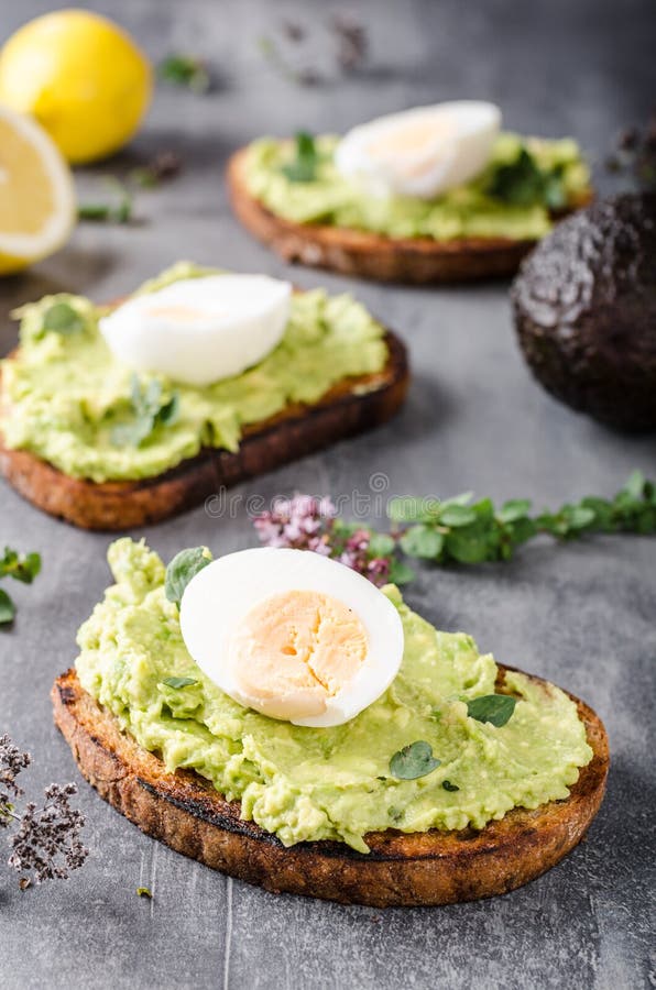 Bio Avocado on Bread with Boiled Egg Stock Image - Image of meal ...