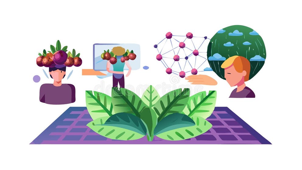 Bio-Digital Integration and Nature Tech Icon, Vector Design Generative ...