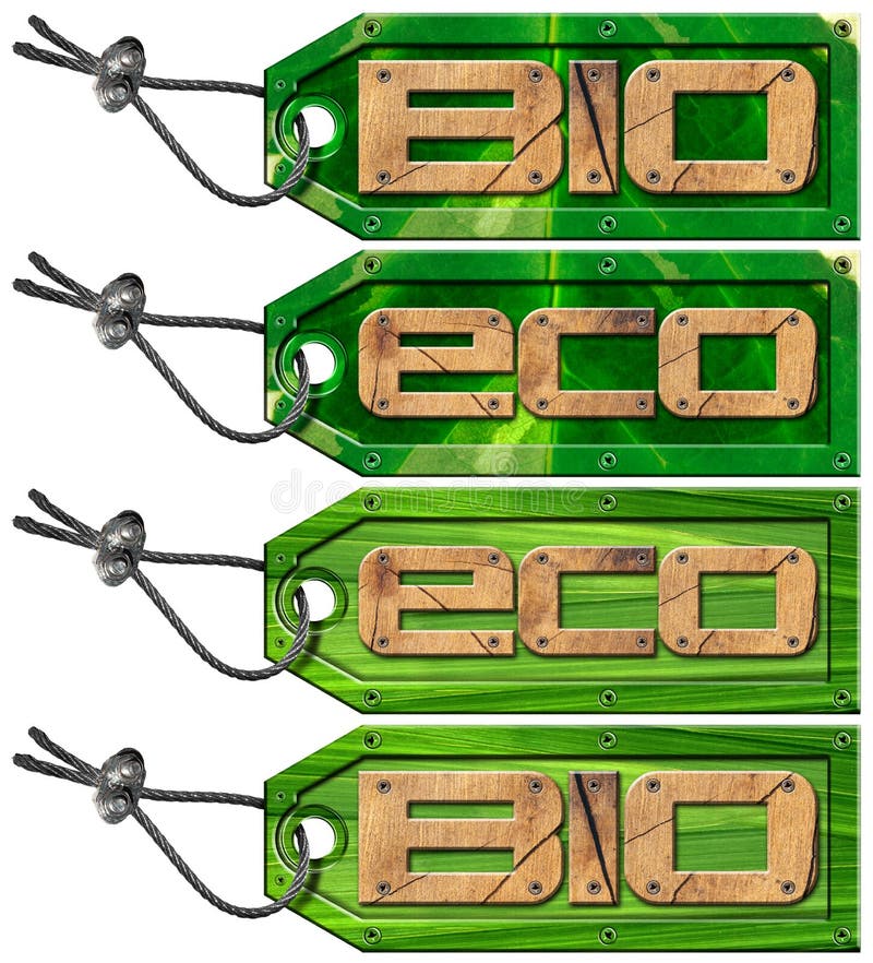 Bio Eco Green Tags 4 Items Stock Illustrations – 3 Bio Eco Green Tags 4 ...