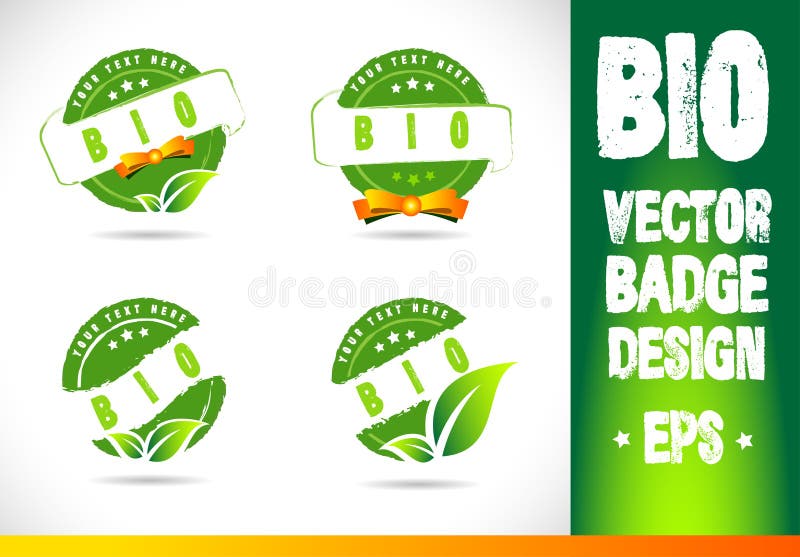 Bio emblem Logo Vector vektor illustrationer. Illustration av alla ...