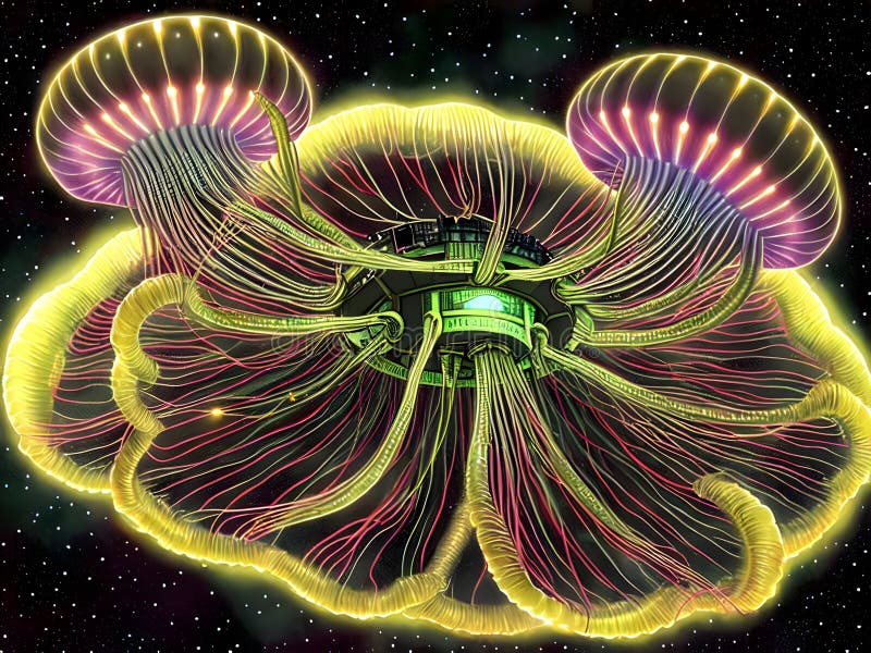 Bio-engineered Jellyfish Bioship, Generative AI Illustration Stock ...