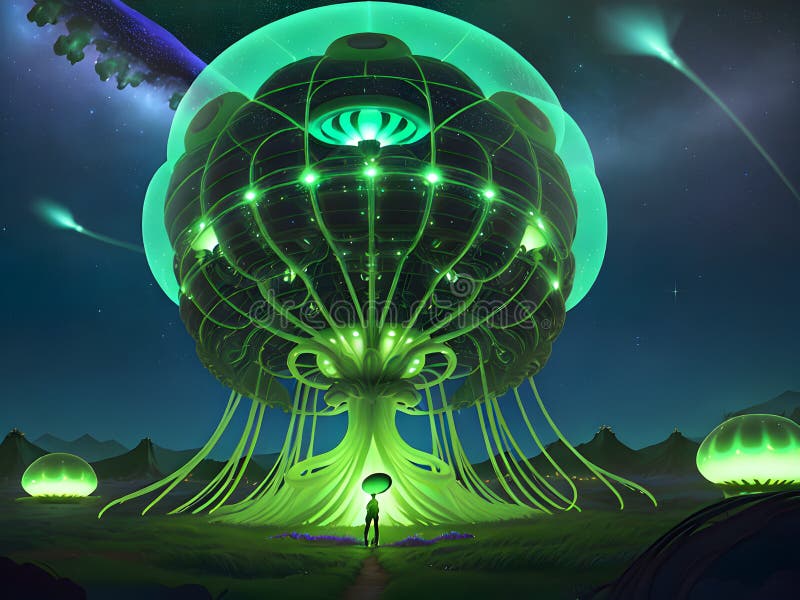 Bio-engineered Jellyfish Bioship, Generative AI Illustration Stock ...