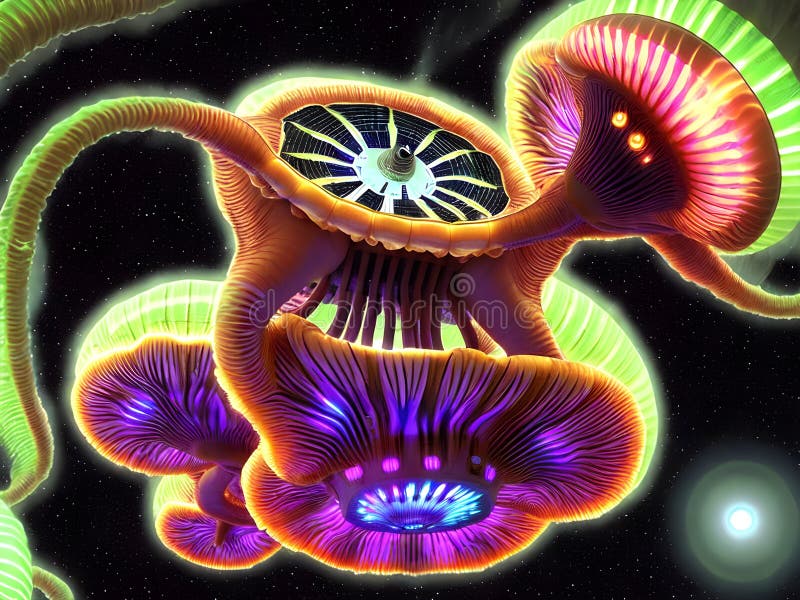 Bio-engineered Jellyfish Bioship, Generative AI Illustration Stock ...