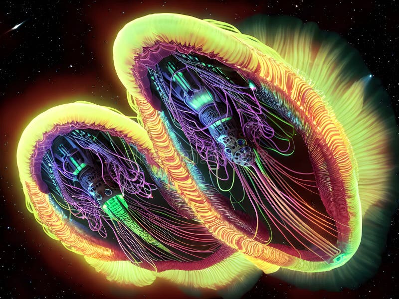 Bio-engineered Jellyfish Bioship, Generative AI Illustration Stock ...