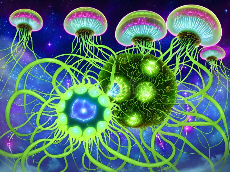 Bio-engineered Jellyfish Bioship, Generative AI Illustration Stock ...