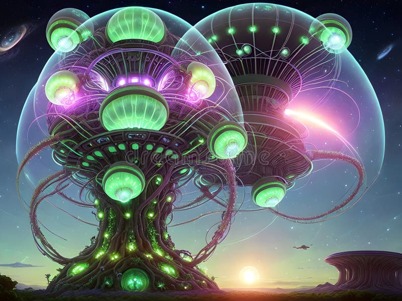 Bio-engineered Jellyfish Bioship, Generative AI Illustration Stock ...