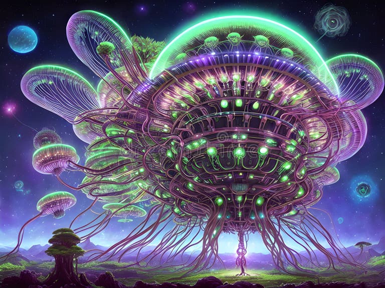 Bio-engineered Jellyfish Bioship, Generative AI Illustration Stock ...