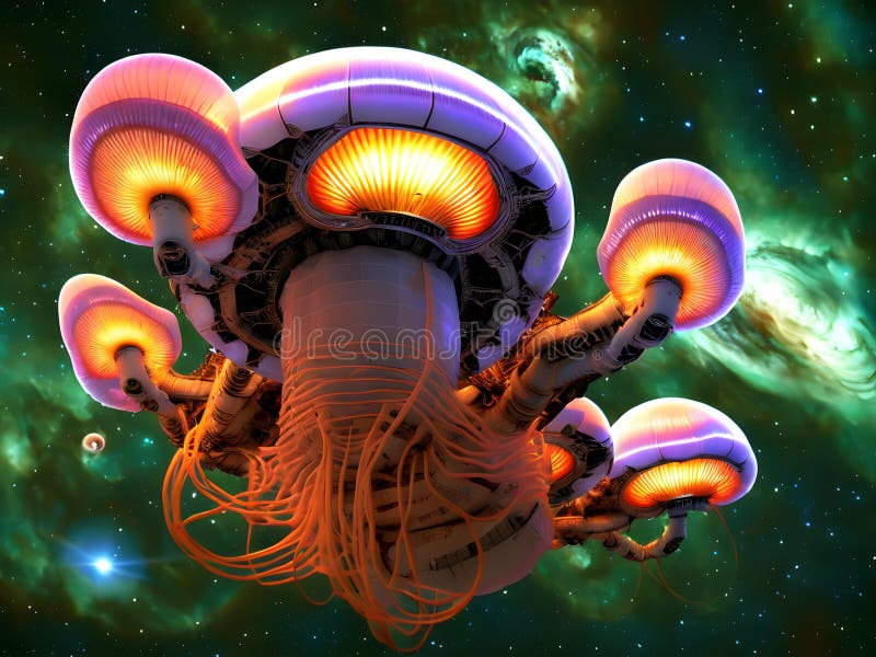 Bio-engineered Jellyfish Bioship, Generative AI Illustration Stock ...
