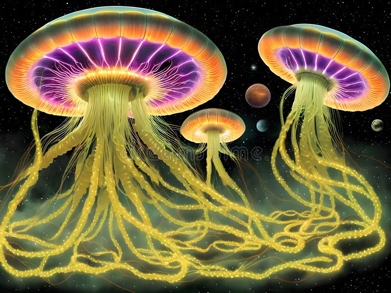 Bio-engineered Jellyfish Bioship, Generative AI Illustration Stock ...