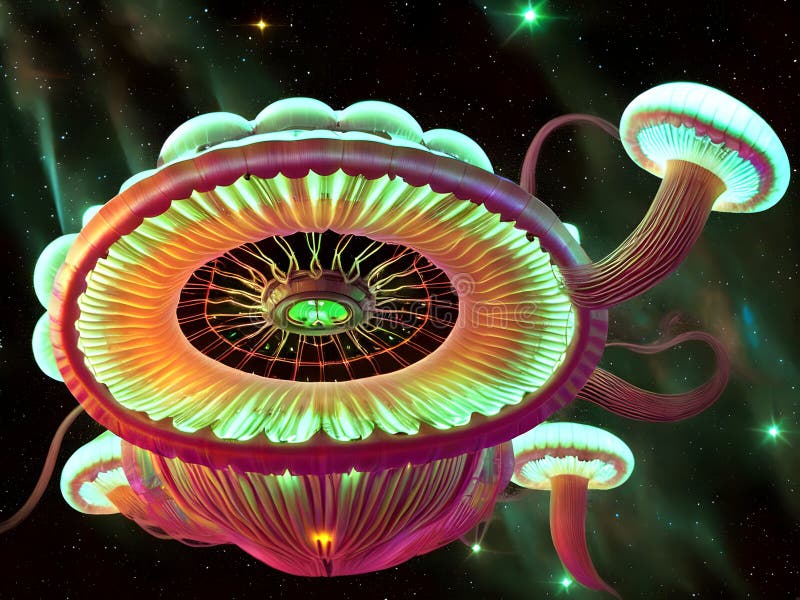 Bio-engineered Jellyfish Bioship, Generative AI Illustration Stock ...