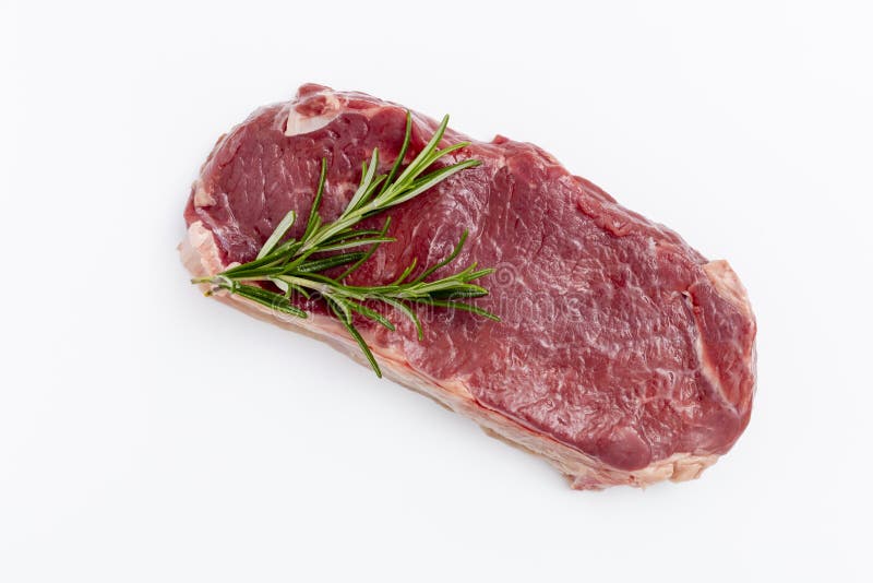 Fresh Raw Steaks on White Background Stock Photo - Image of grill ...