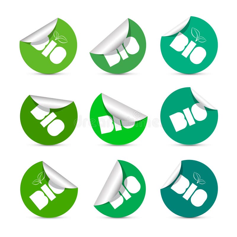 BIO Green Stickers Set stock vector. Illustration of recycle - 38942808