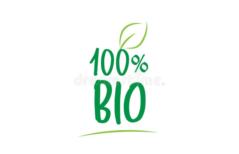 100 Bio Green Word Text with Leaf Icon Logo Design Stock Vector ...