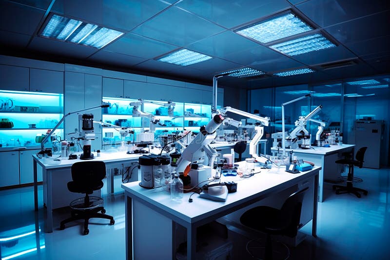 Bio Laboratory with Microscopes and Equipment for the Study of Viruses ...