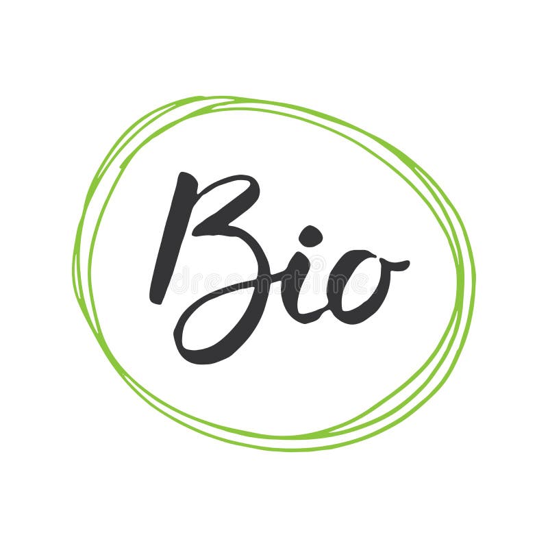 Bio Lettering Label. Calligraphic Hand Drawn Eco Friendly Sketch Doodle ...