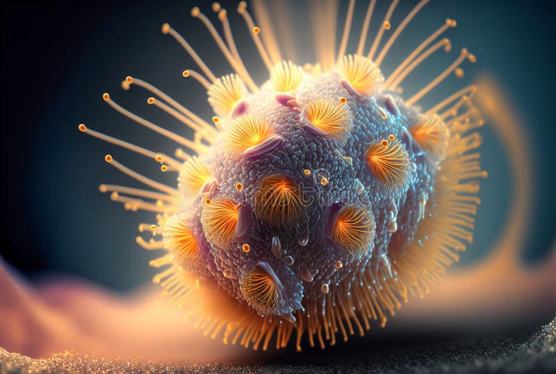 Bio Life Under the Microscope, Macro Image, Digital Illustration Stock ...