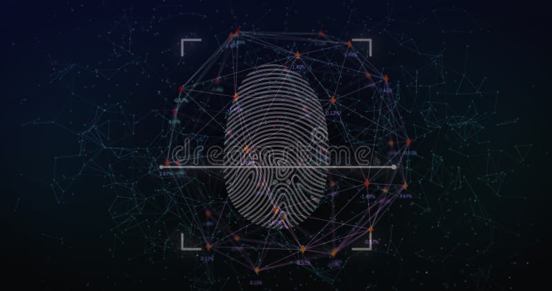 Bio Metric Fingerprint Scanner Against Globe of Network of Connections ...