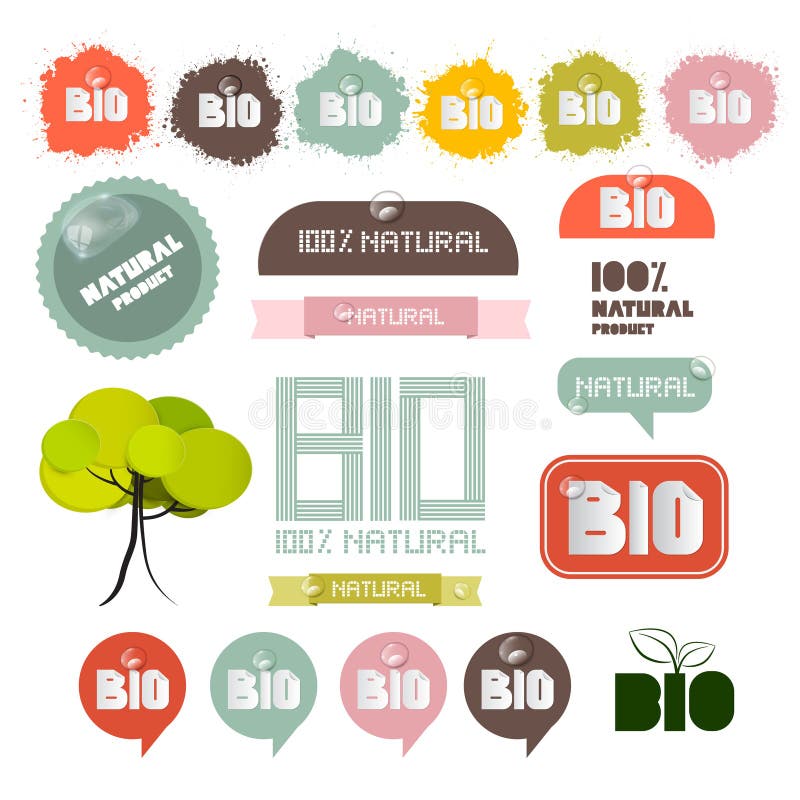 Green Eco Labels for Organic Product, Natural Envinment, Vegetarian ...