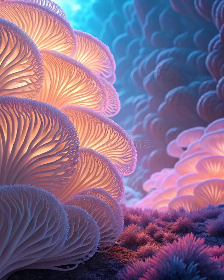 Bio-Organic Luminous 3D Minimalist Background Stock Illustration ...