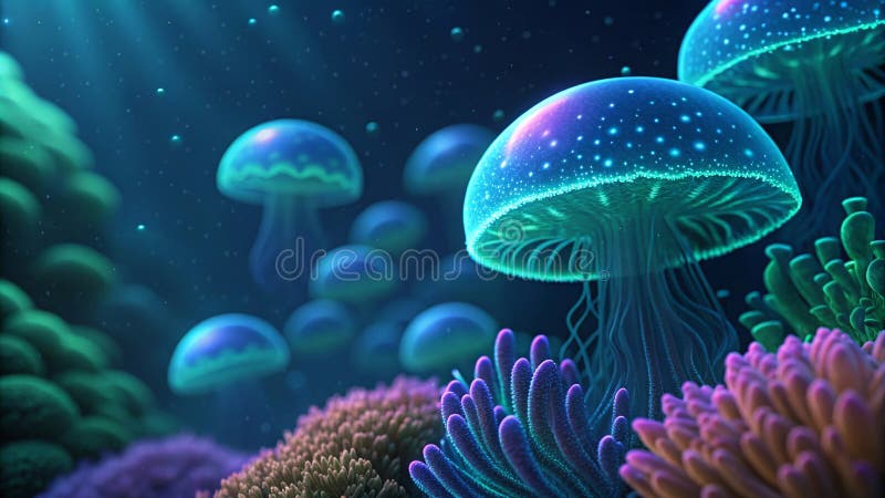 Bio-Organic Luminous 3D Minimalist Background Stock Illustration ...