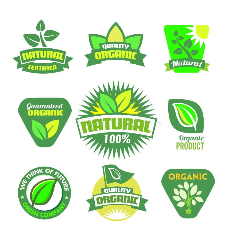 Bio - Organic - Natural Icon Set Stock Vector - Illustration of design ...