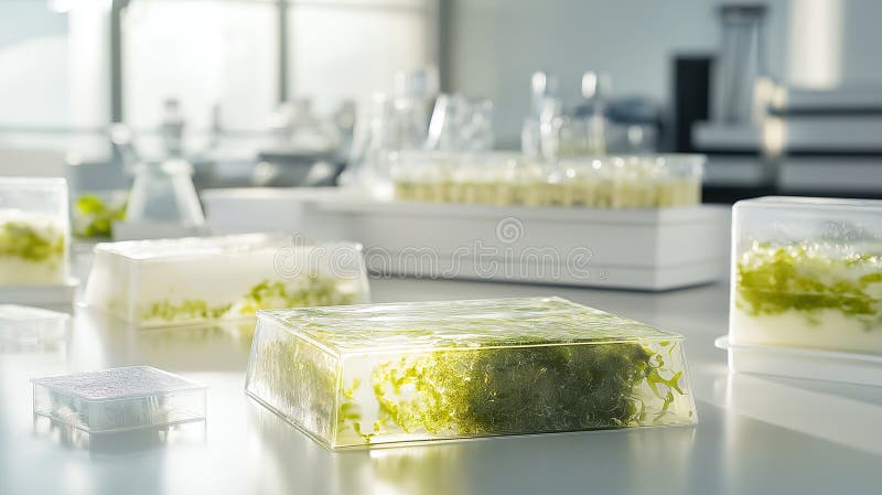 Bio-packaging Materials Made from Algae, Displayed on a Bright White ...