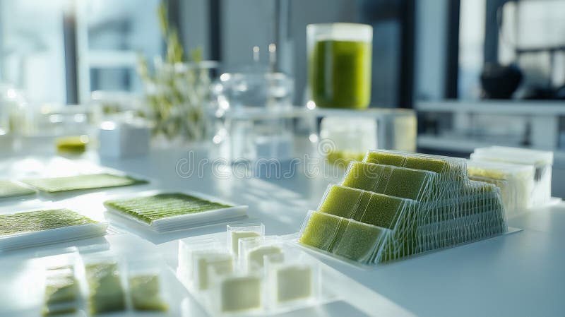 Bio-packaging Materials Made from Algae, Displayed on a Bright White ...