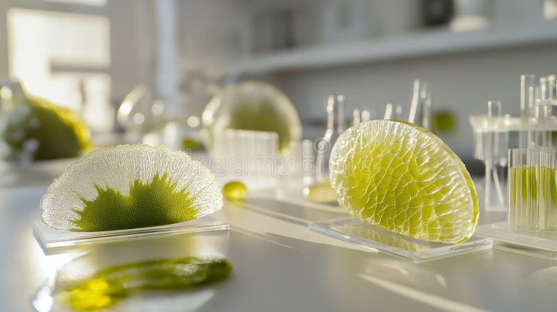 Bio-packaging Materials Made from Algae, Displayed on a Bright White ...