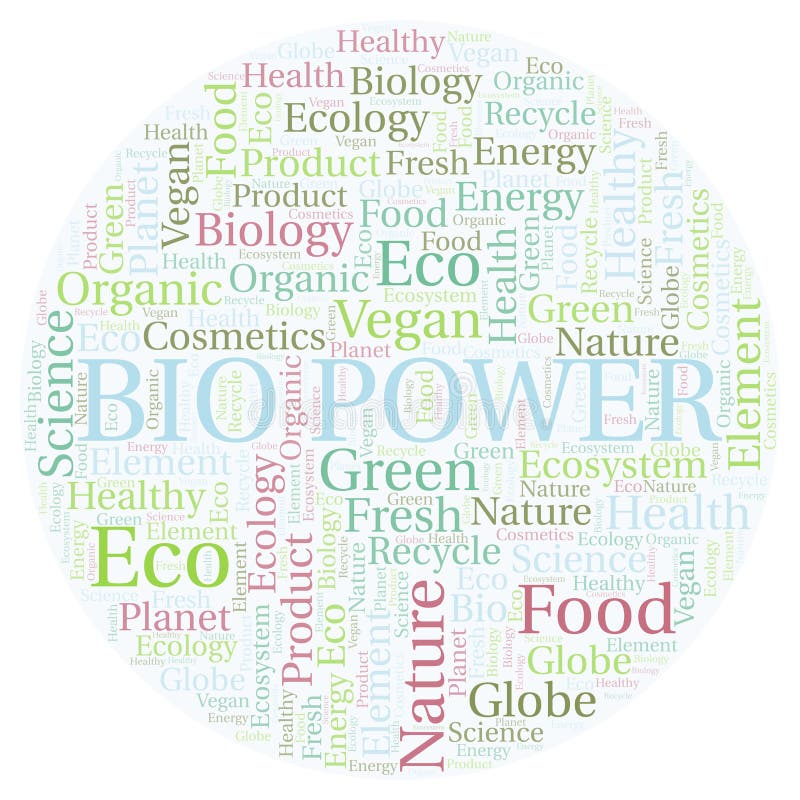 Bio Power word cloud. stock illustration. Illustration of power - 130545139