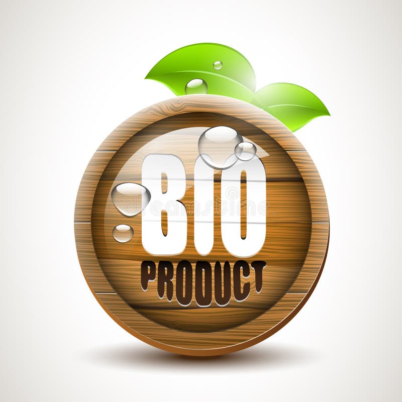BIO Product - Glossy Wooden Icon Stock Vector - Illustration of foliage ...