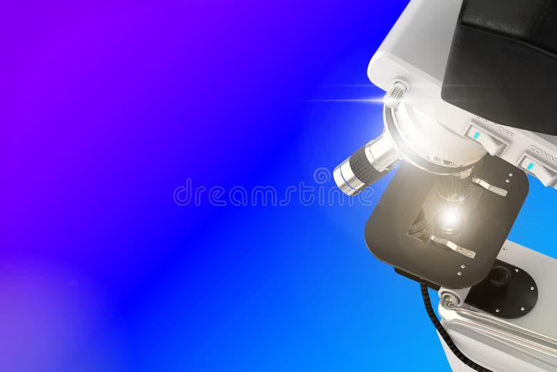 Bio Research Concept, Lab Modern Scientific Microscope with Flare on ...