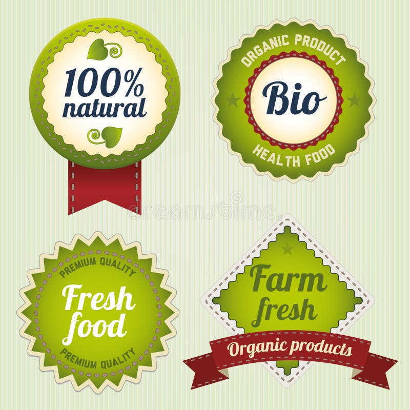 Eco Vintage Labels Bio Template Set. Stock Vector - Illustration of ...