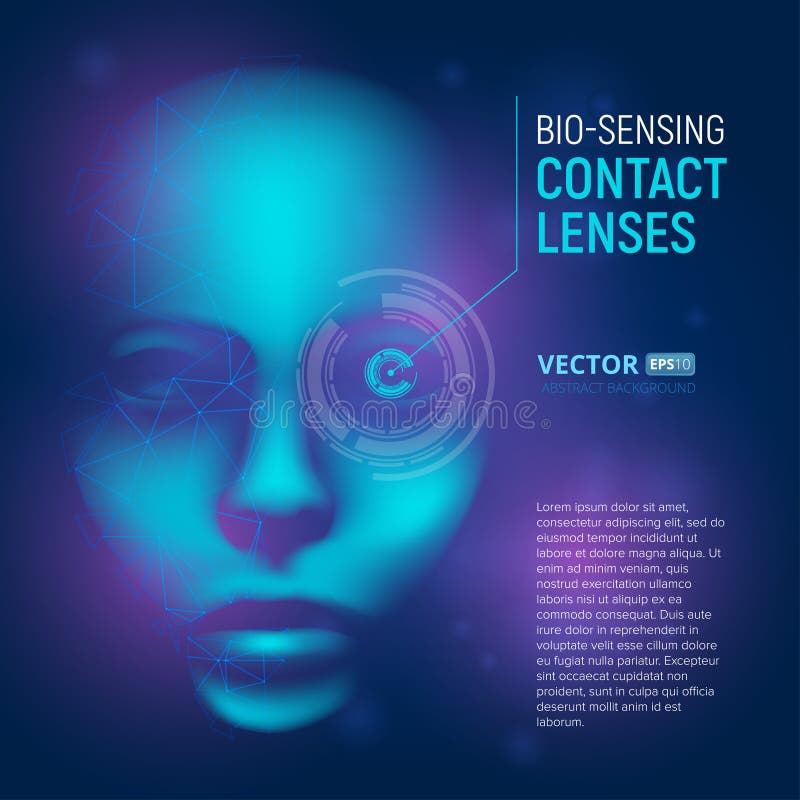 Bio-sensing Contact Lenses in Realistic Cyber Mind Face with Polygonal ...
