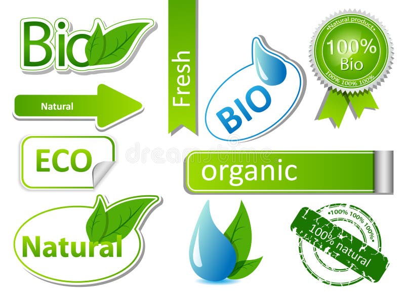Bio sticker set stock vector. Illustration of ecological - 18874554