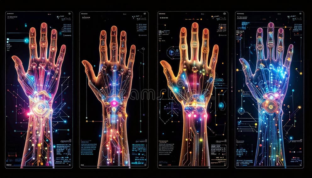 Bio-Sync: the Energy Flow of Human-Tech Integration Stock Illustration - Illustration of ...