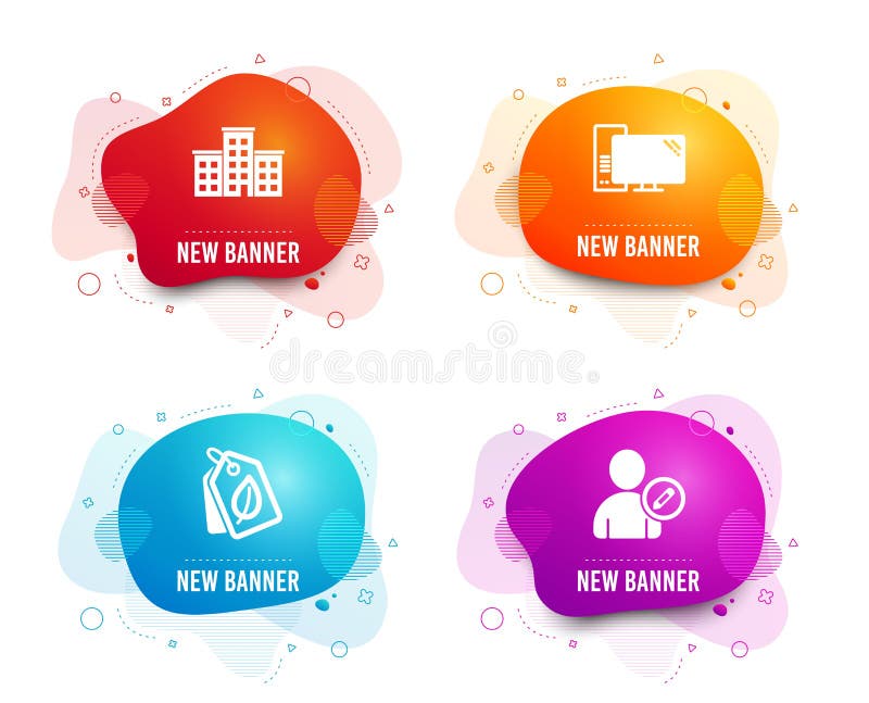 Bio Tags, Company and Computer Icons. Edit User Sign. Leaf, Building ...