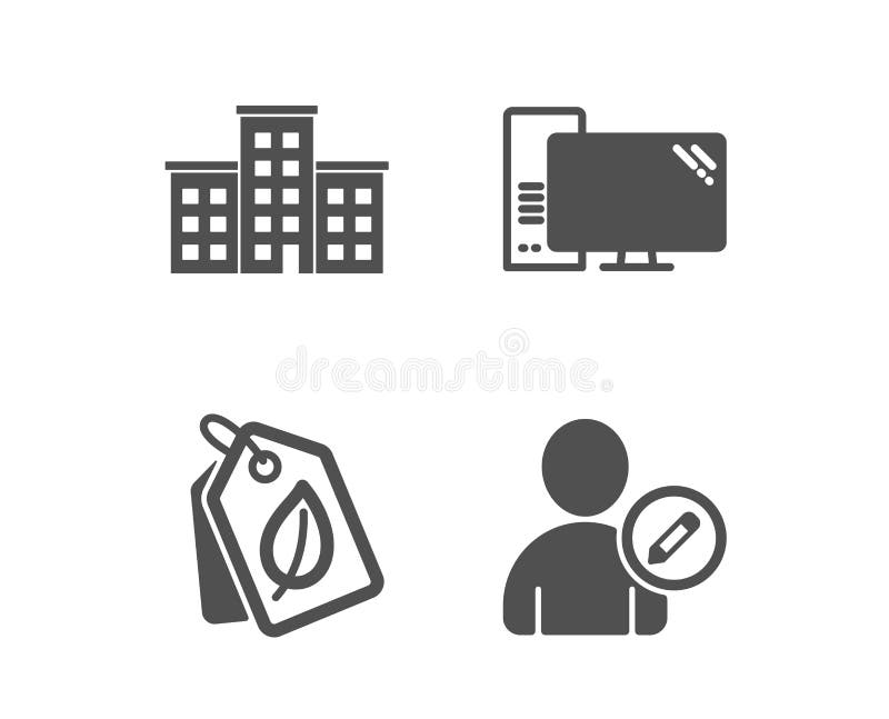 Bio Tags, Company and Computer Icons. Edit User Sign. Leaf, Building ...