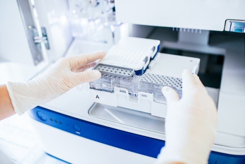 In Bio Technological Laboatory Female Research Scientist Works with ...