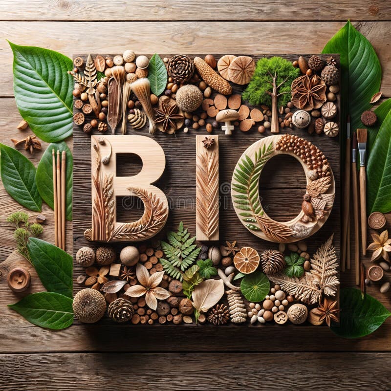 BIO Word Illustration with Natural Elements Stock Illustration ...