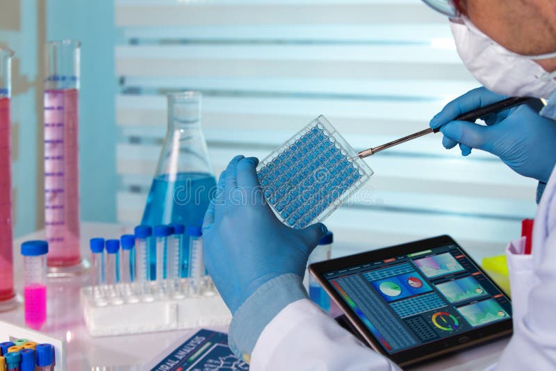 Biochemical Engineer Working in a Laboratory Experiment Stock Image ...