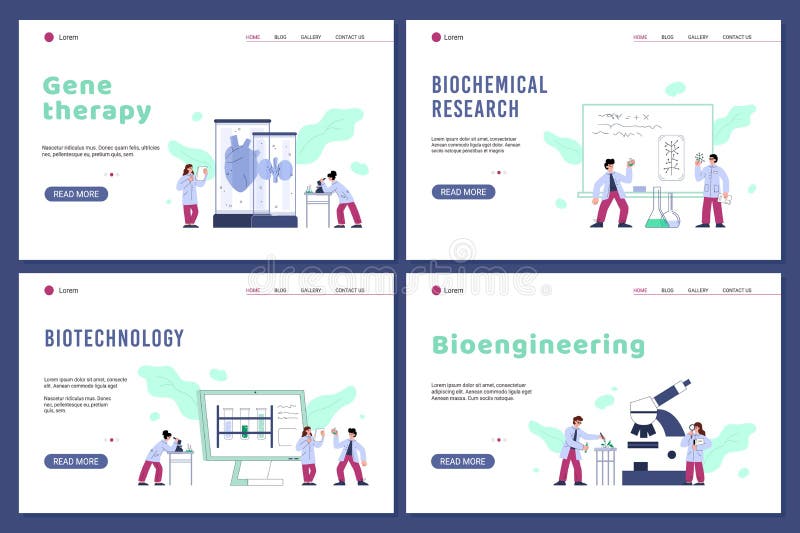 Biochemical and Genetic Research Web Banners Bundle Flat Vector ...