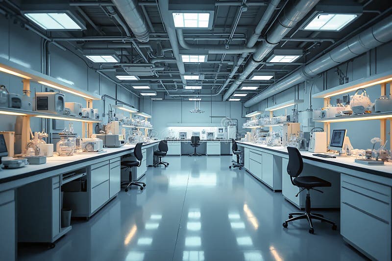 Biochemical Lab Room. Biotechnology Equipment Stock Illustration ...