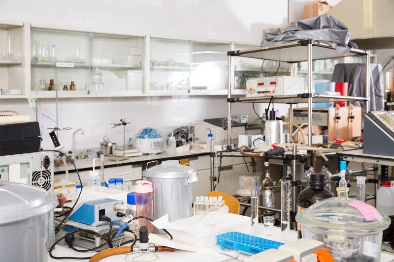 Biochemical Laboratory Interior with Lab Equipment Stock Image - Image ...