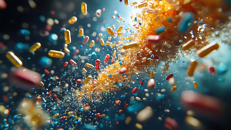 Biochemical Reactions Breaking Down Plastic with Colorful Capsules and ...