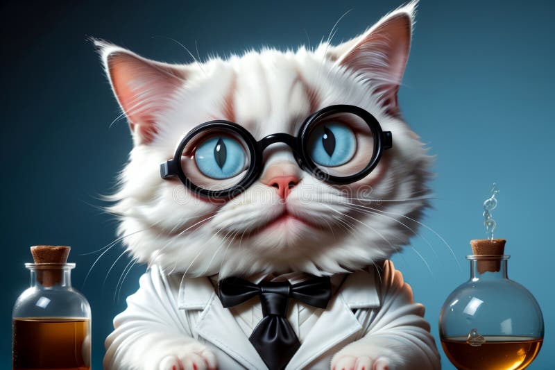 Biochemist Cat in Uniform with Flasks Stock Image - Image of clinical ...