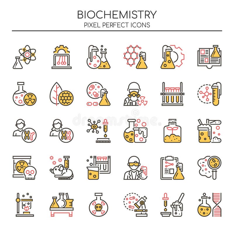Biochemistry Elements , Thin Line and Pixel Perfect Icons Stock Vector ...