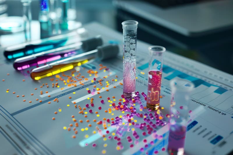 Biochemistry Experiment in Detail Test Tubes with Colorful Compounds ...
