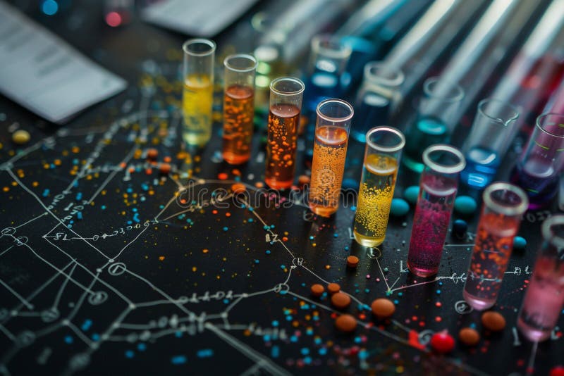 Biochemistry Experiment in Detail Test Tubes with Colorful Compounds ...