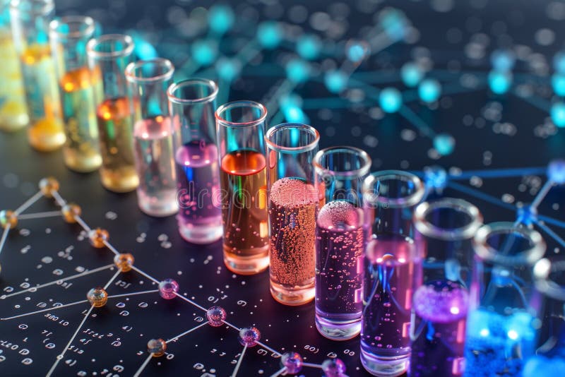 Biochemistry Experiment in Detail Test Tubes with Colorful Compounds ...