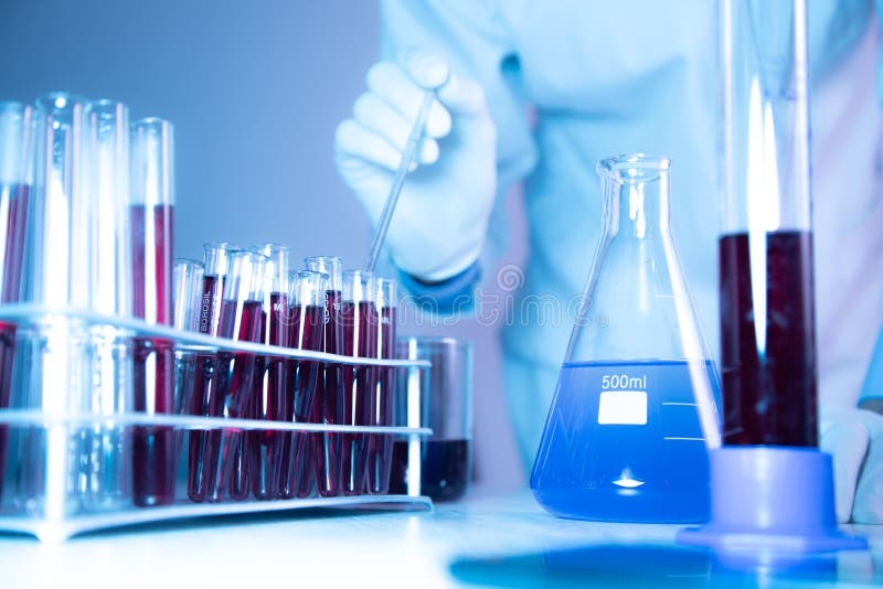 Biochemistry Laboratory Research,Chemist is Analyzing Sample. Stock ...